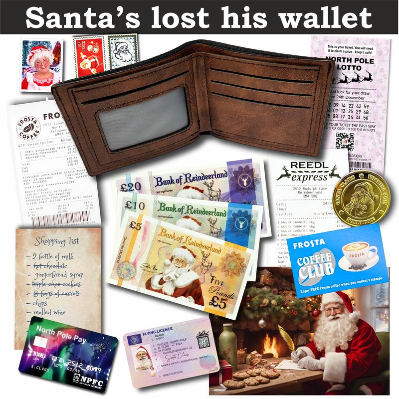 KateCreate Faux Leather Santa's Lost Wallet with Content, perfect ...